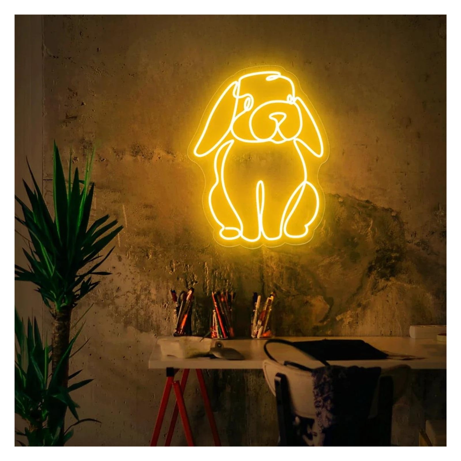 Bunny Neon Sign USB Powered Adjustable Brightness Rabbit Neon Lights ...