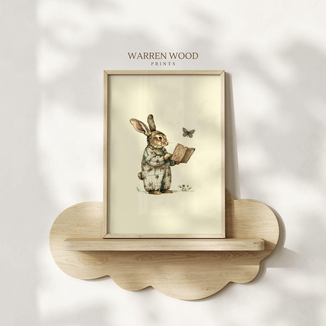 Bunny Nursery Print, Vintage Style Nursery Art, Bunny, Pale Yellow ...