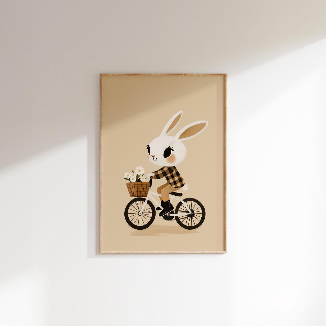 Bunny On Bike Nursery Poster: Vintage-Inspired Room Wall Art, Unframed ...