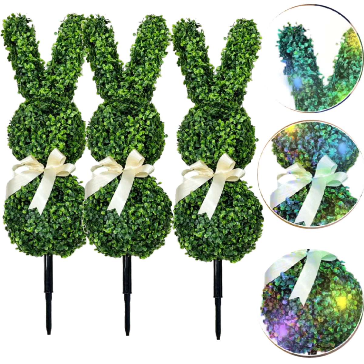 Bunny Outdoor Decor, LED Light-Up Artificial Bunny-Shaped Topiary Tree ...