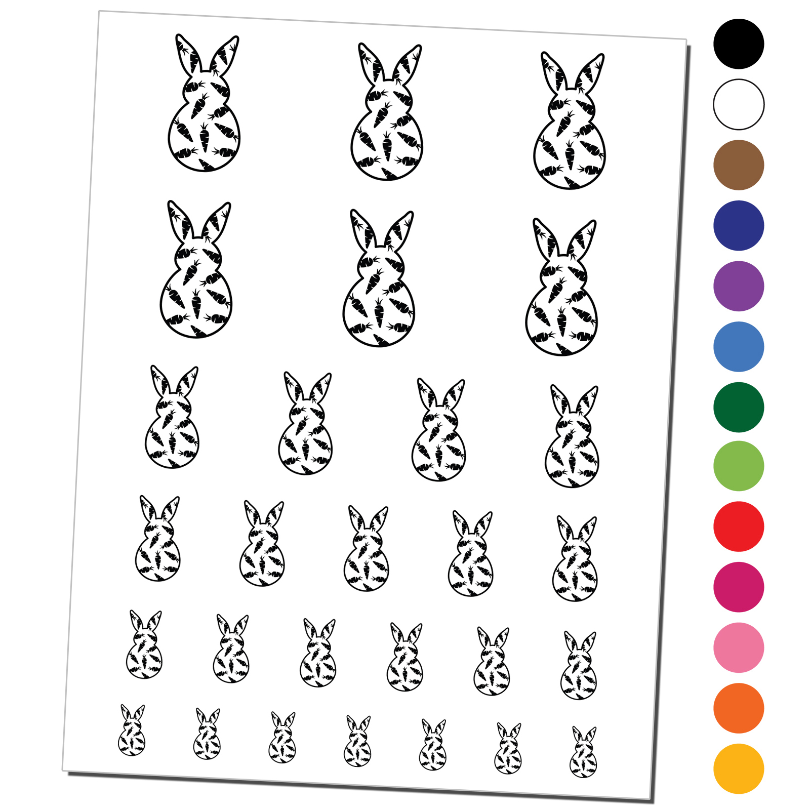 Bunny Pattern Carrots Easter Rabbit Water Resistant Temporary Tattoo ...