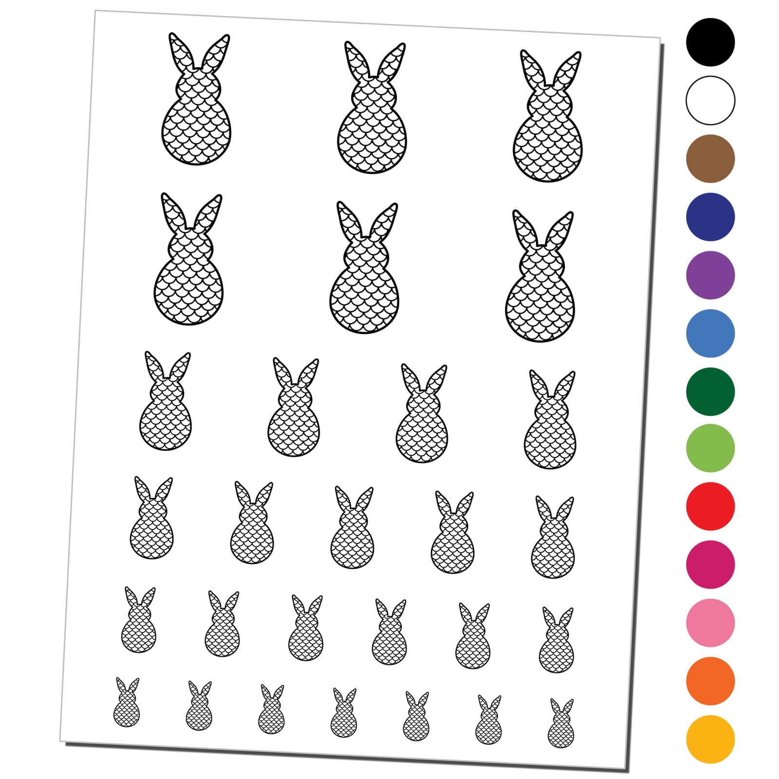 Bunny Pattern Mermaid Scales Easter Rabbit Water Resistant Temporary ...