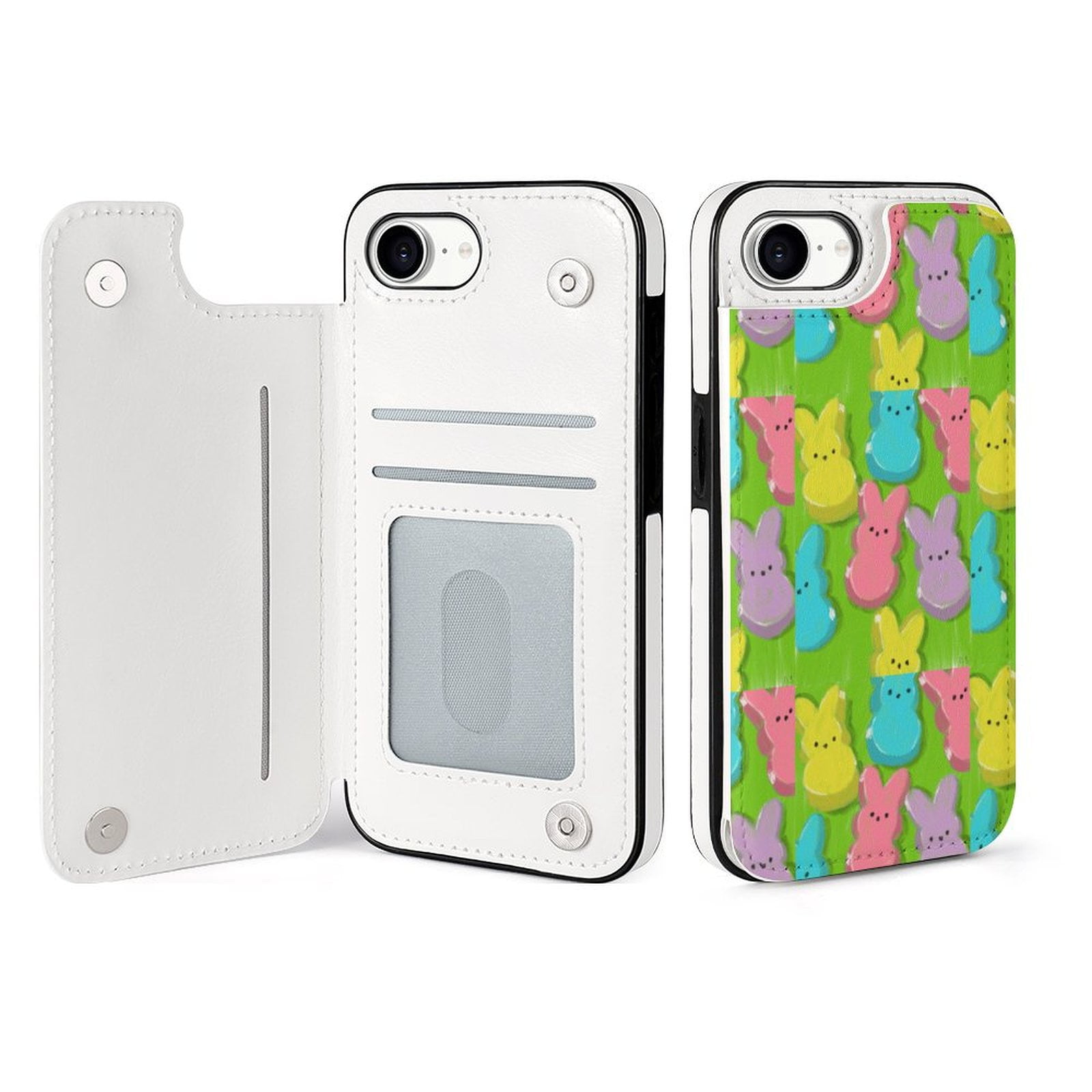 Bunny Peeps Leather Wallet Case for iPhone 16 Pro Max 16E 16SE4 16PRO Wallet Case Card Holder ...