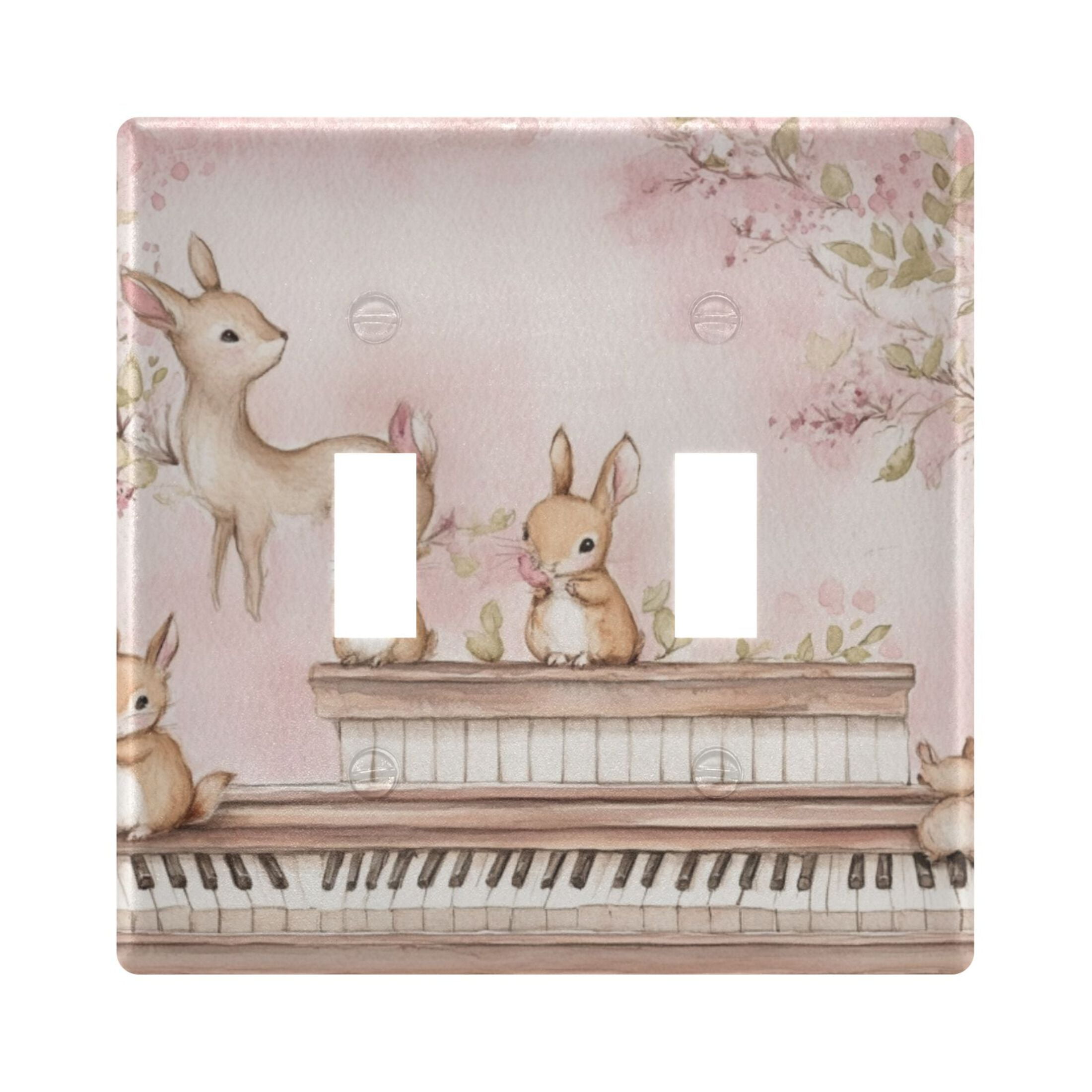 Bunny Piano Play Fireproof Switch Plate with Rounded Edges 3-Hole ...