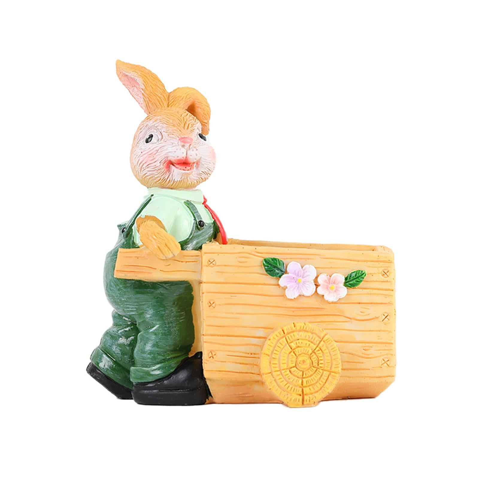 Bunny Planter Cute Resin Rabbit Flower Pot Hugger for & Cactus, Easter ...