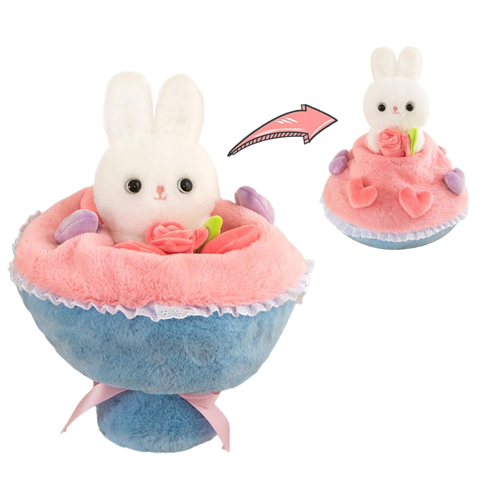 Bunny Plush Bouquet, Cute Rabbit Stuffed Doll Bouquet, Valentine's Day ...