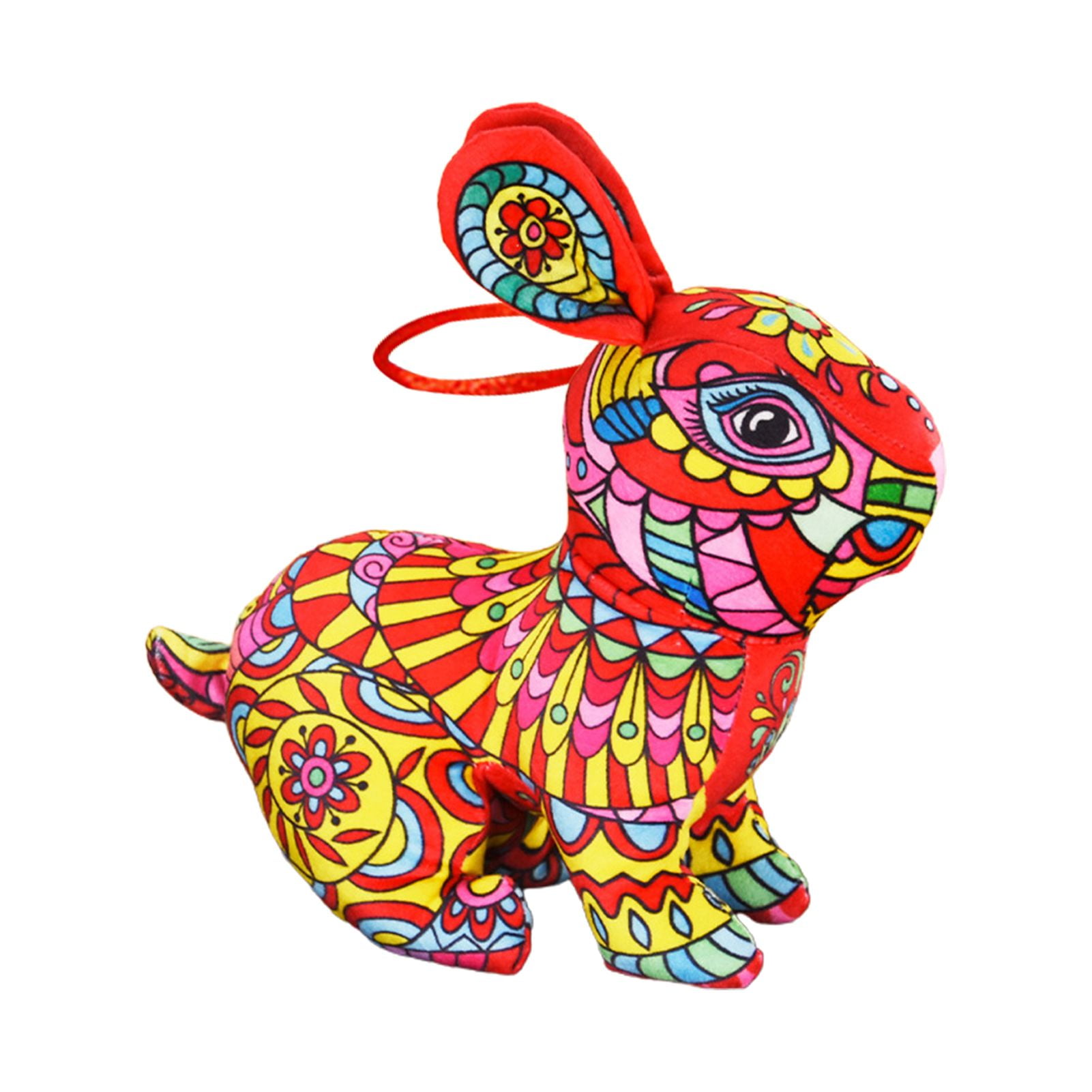 Bunny Plush Doll - Chinese Style Colorful Prints, Cute Bunny Plushie ...