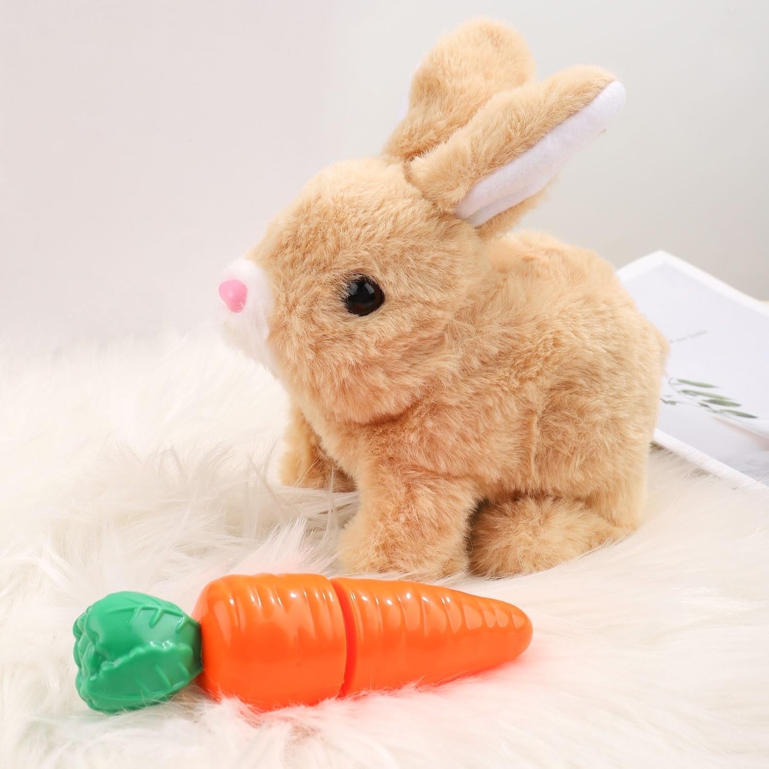 Bunny Plush Toy with Carrot Toy, Interactive Bunny Toy Electronic ...