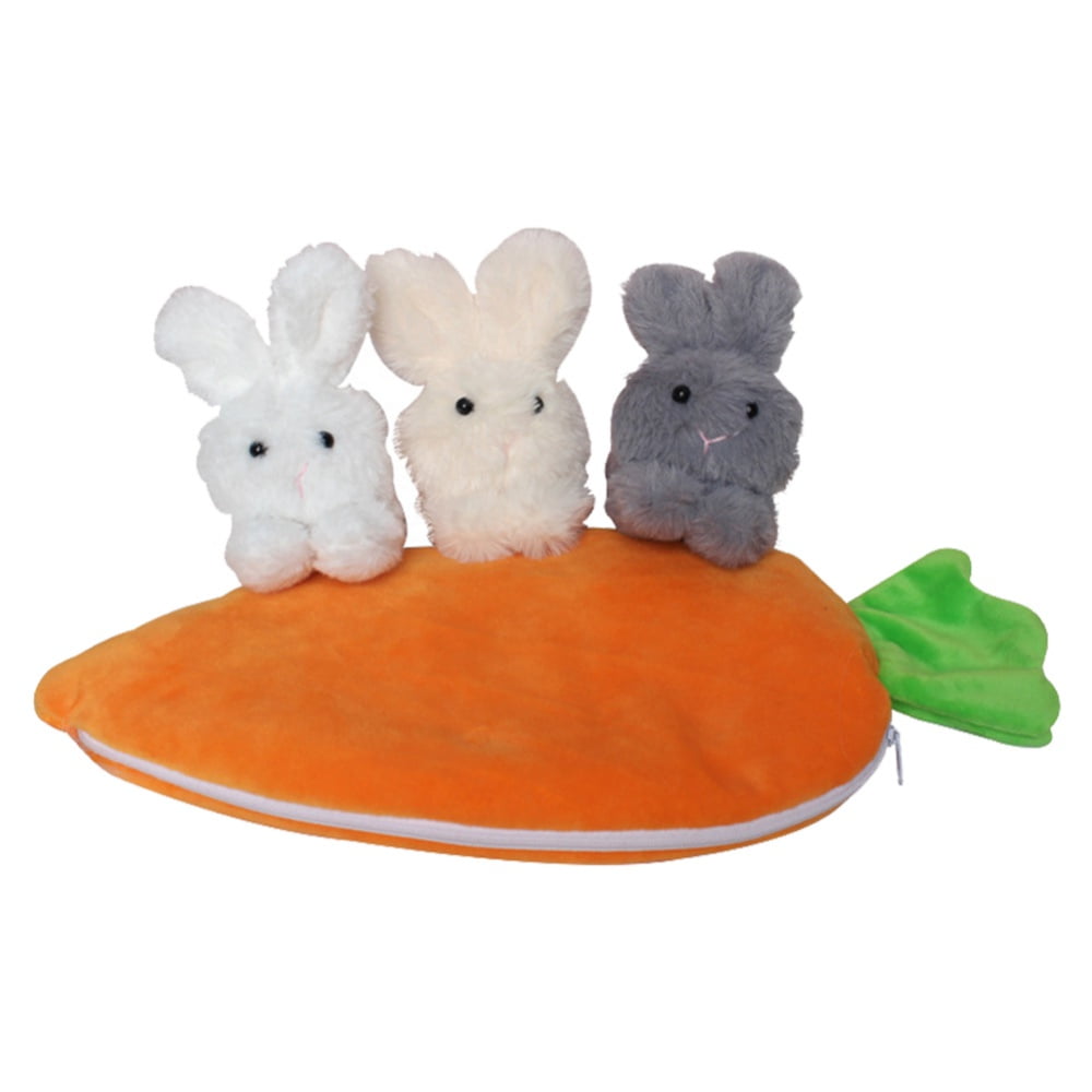 Bunny Plush Toy Set,3Pcs Fluffy Rabbits in a Plush Carrot Bag, Great ...