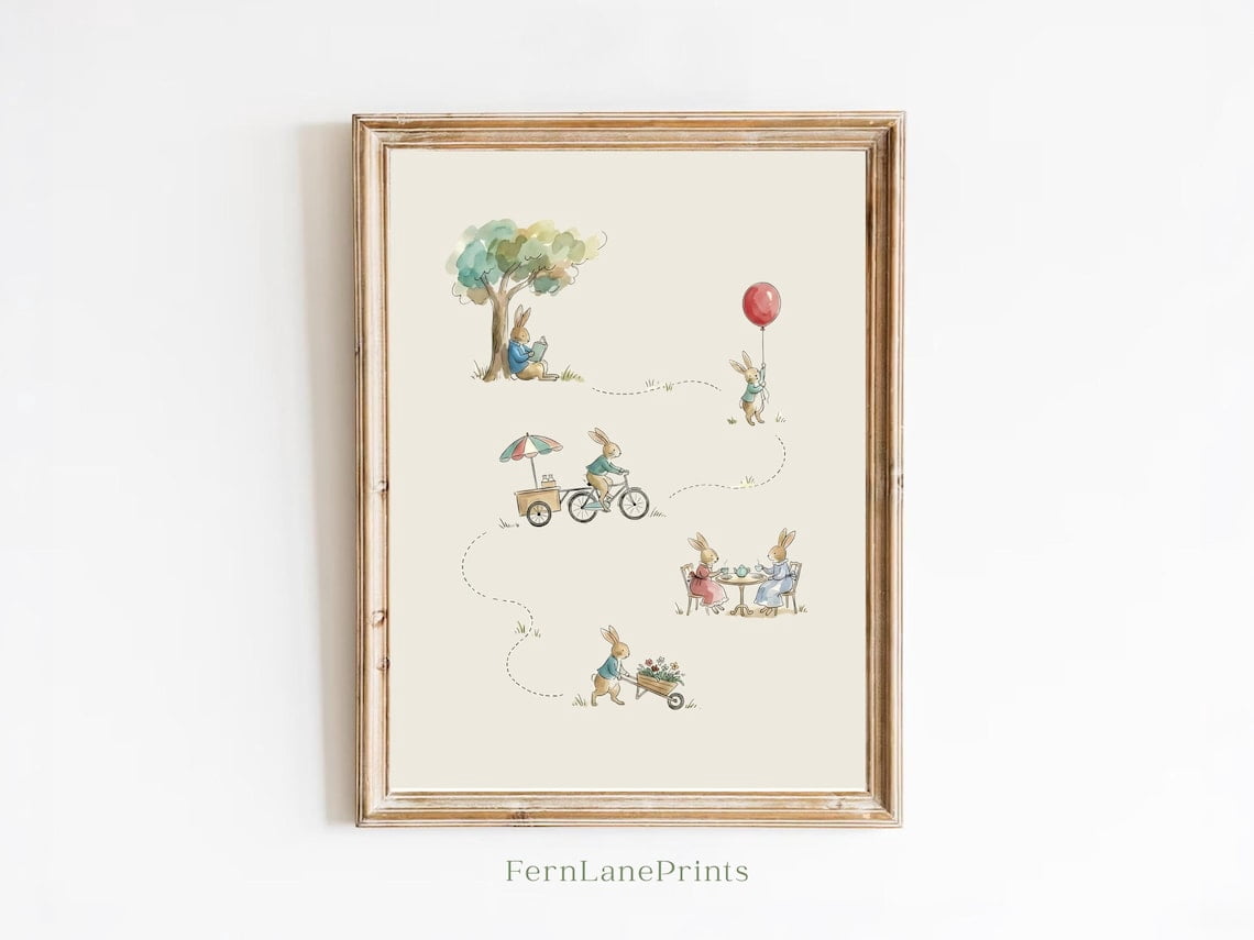 Bunny Print, Beatrix Potter Style Nursery Wall Art, Unframed Paper ...