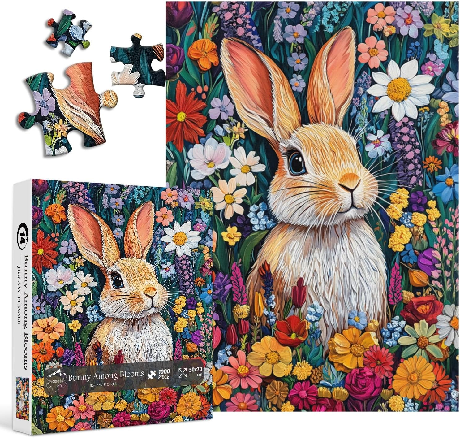 Bunny Puzzles for Adults, Spring Flower Jigsaw Puzzles 1000 Pieces ...