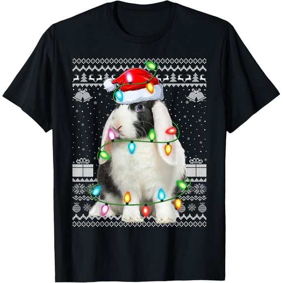 Bunny Rabbit Christmas Lights Graphic T-Shirt - Walmart.com