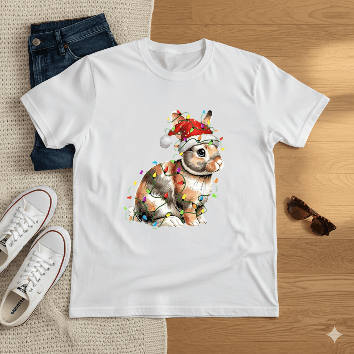 Bunny Rabbit Christmas Tree Lighting Xmas Funny Unisex Tee up to Size ...