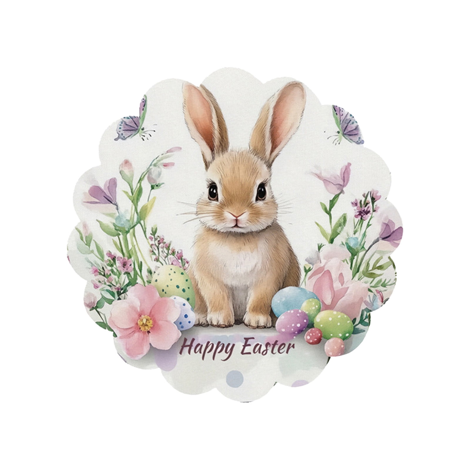 Bunny Rabbit Flower Easter Placemats, 15 Inch Dia Spring Holiday Round ...