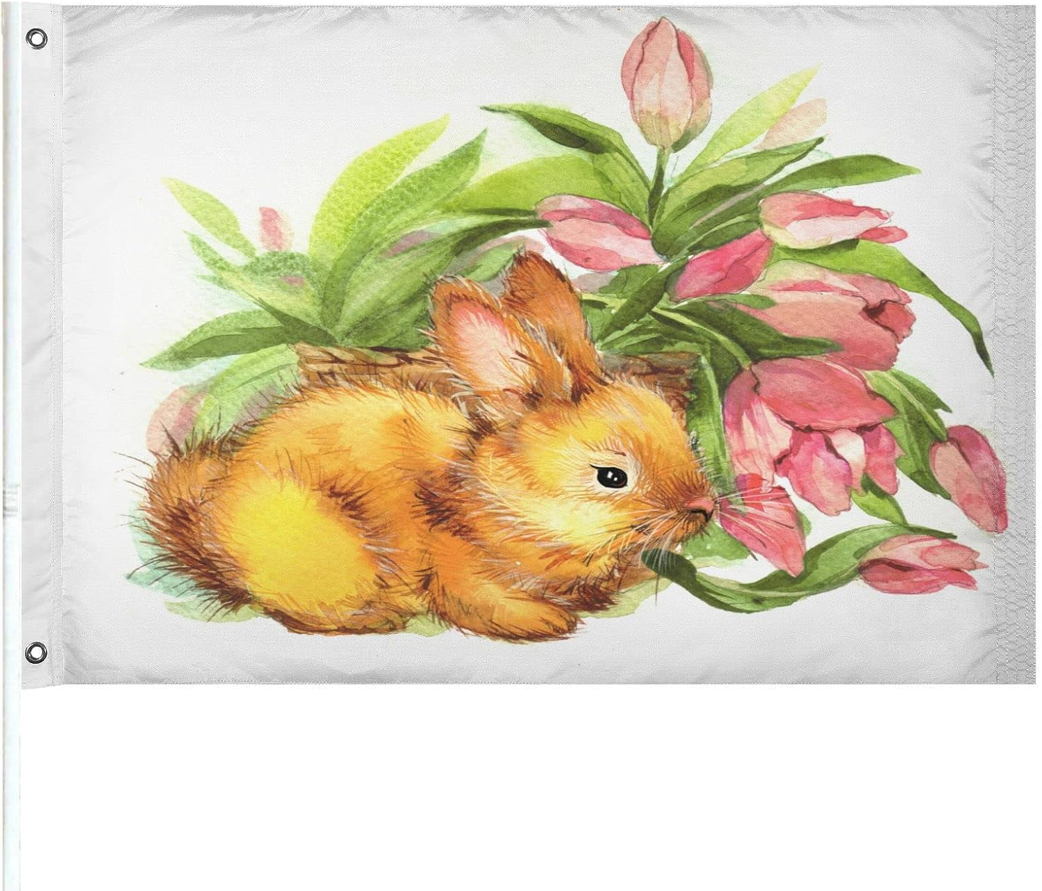 Bunny Rabbit Flower Happy Easter Flag Outdoor Garden Flag for Outside ...