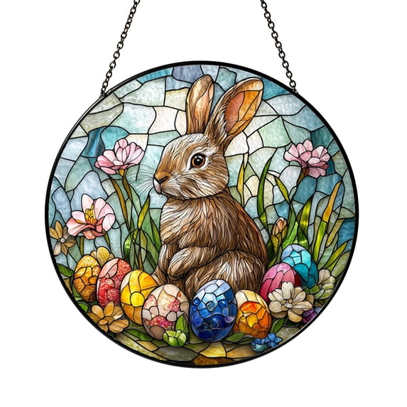Bunny Rabbit Glass Suncatcher Window Hanging Decor, Easter Light ...
