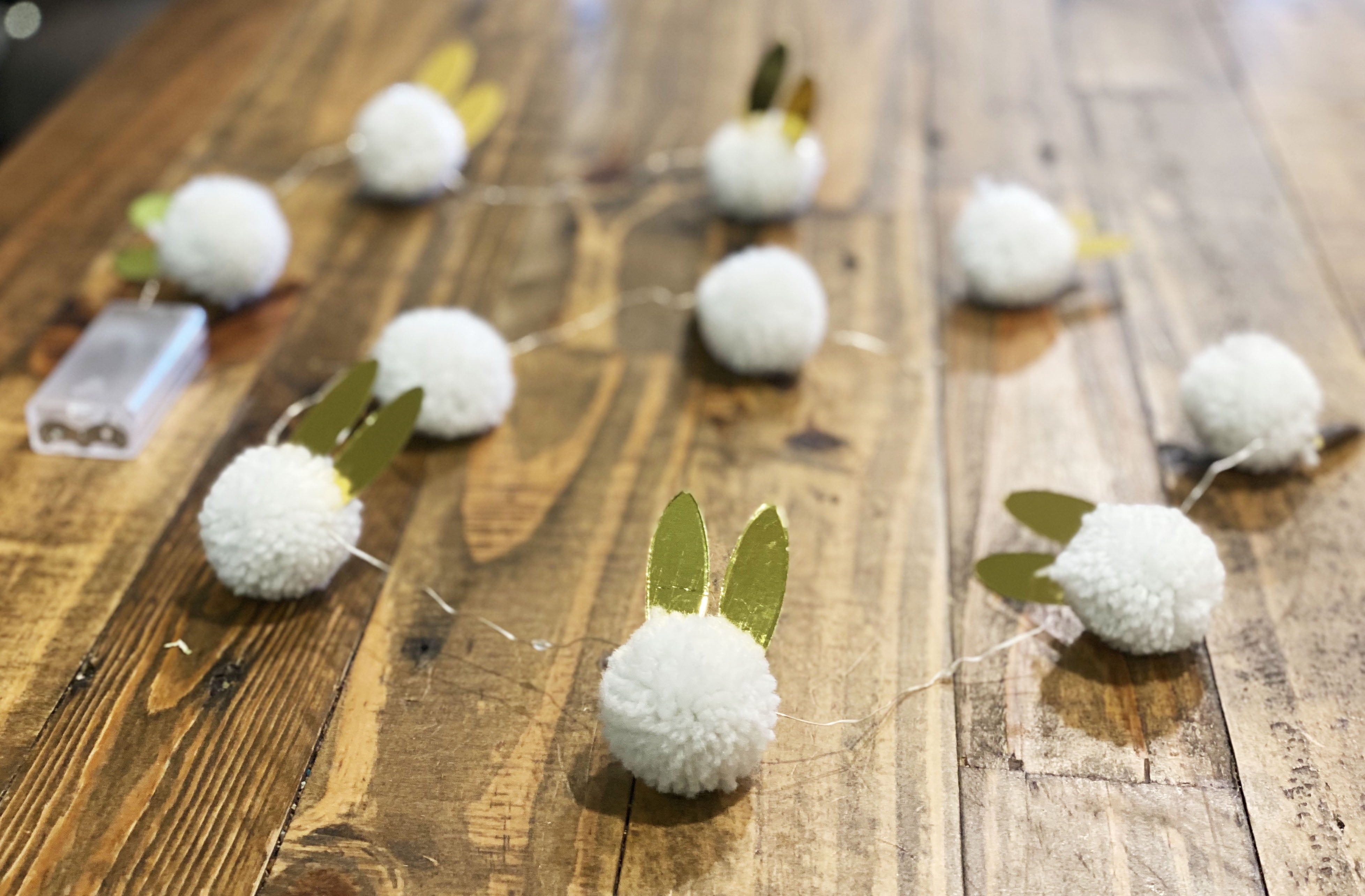 Bunny Rabbit String Lights, 5.1ft Pompom Balls Indoor Fairy String ...