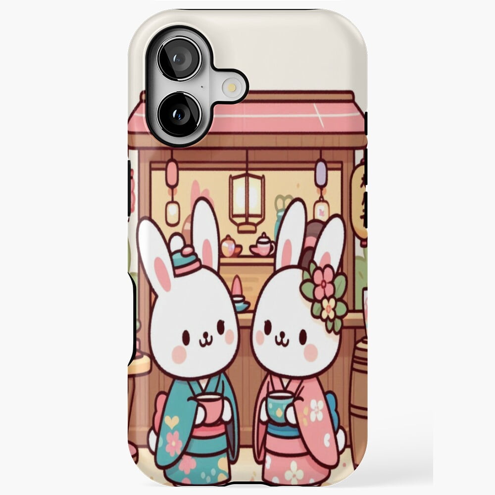Bunny Rabbit Tea Party Design Art iPhone Case 17 11 12 13 14 15 16 Pro ...