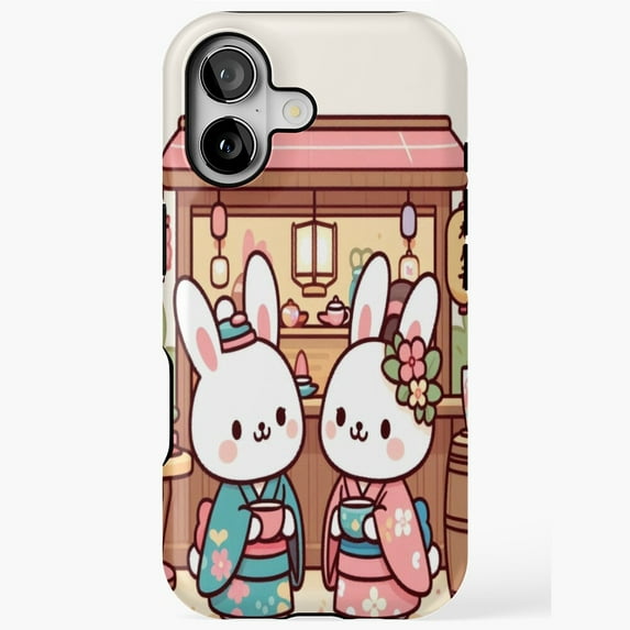 Bunny Rabbit Tea Party Design Art iPhone Case 17 11 12 13 14 15 16 Pro ...