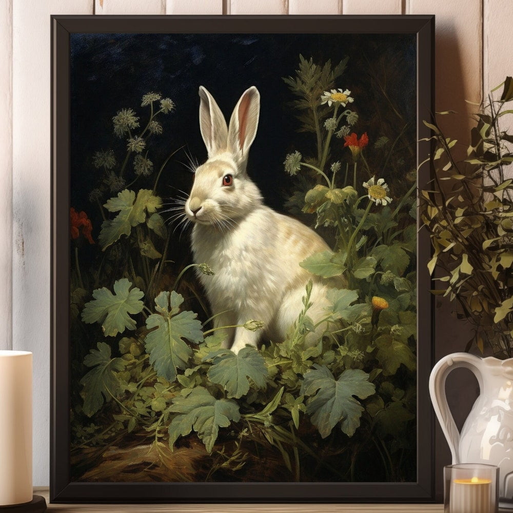 Bunny Rabbit Wall Art Digital Rabbit Painting Dark Academia Wall Art ...