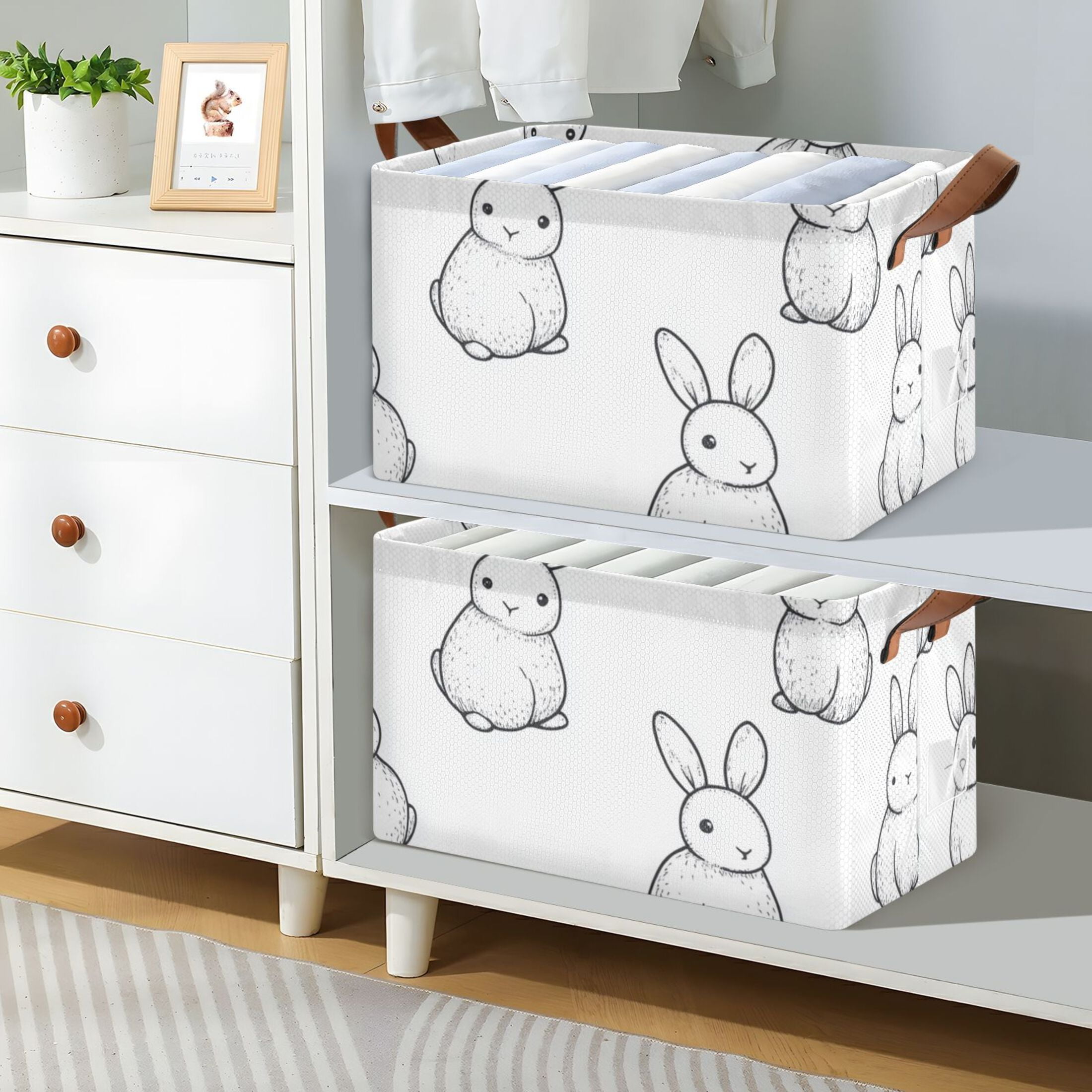 Bunny Rabbits Painting Foldable Storage Large Fabric Storage Baskets ...