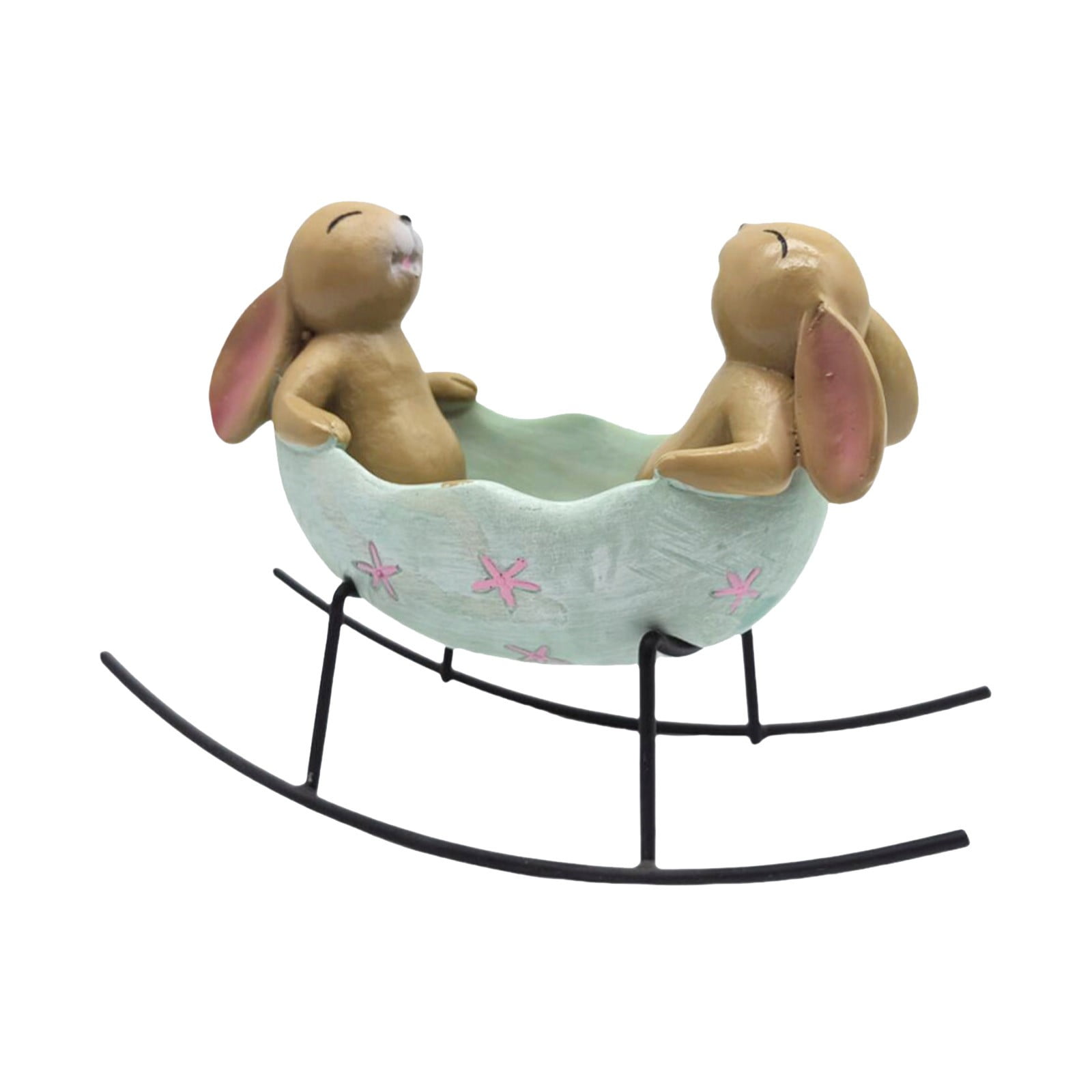 Bunny Rabbits Rocking in an Easter Egg Cradle Spring Easter Decoration ...