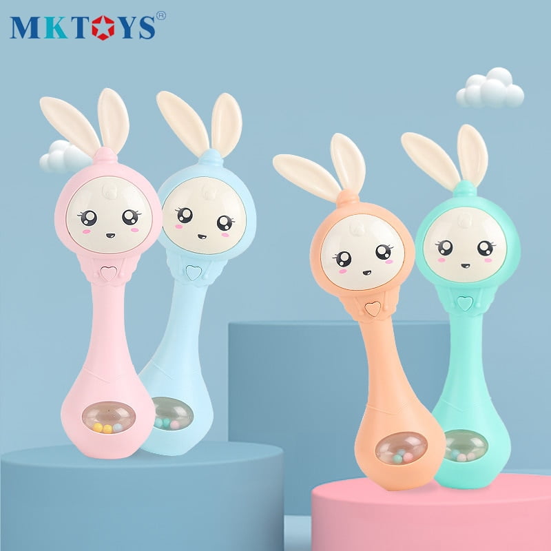 Bunny Rattle with Music and Light Teether - Walmart.com