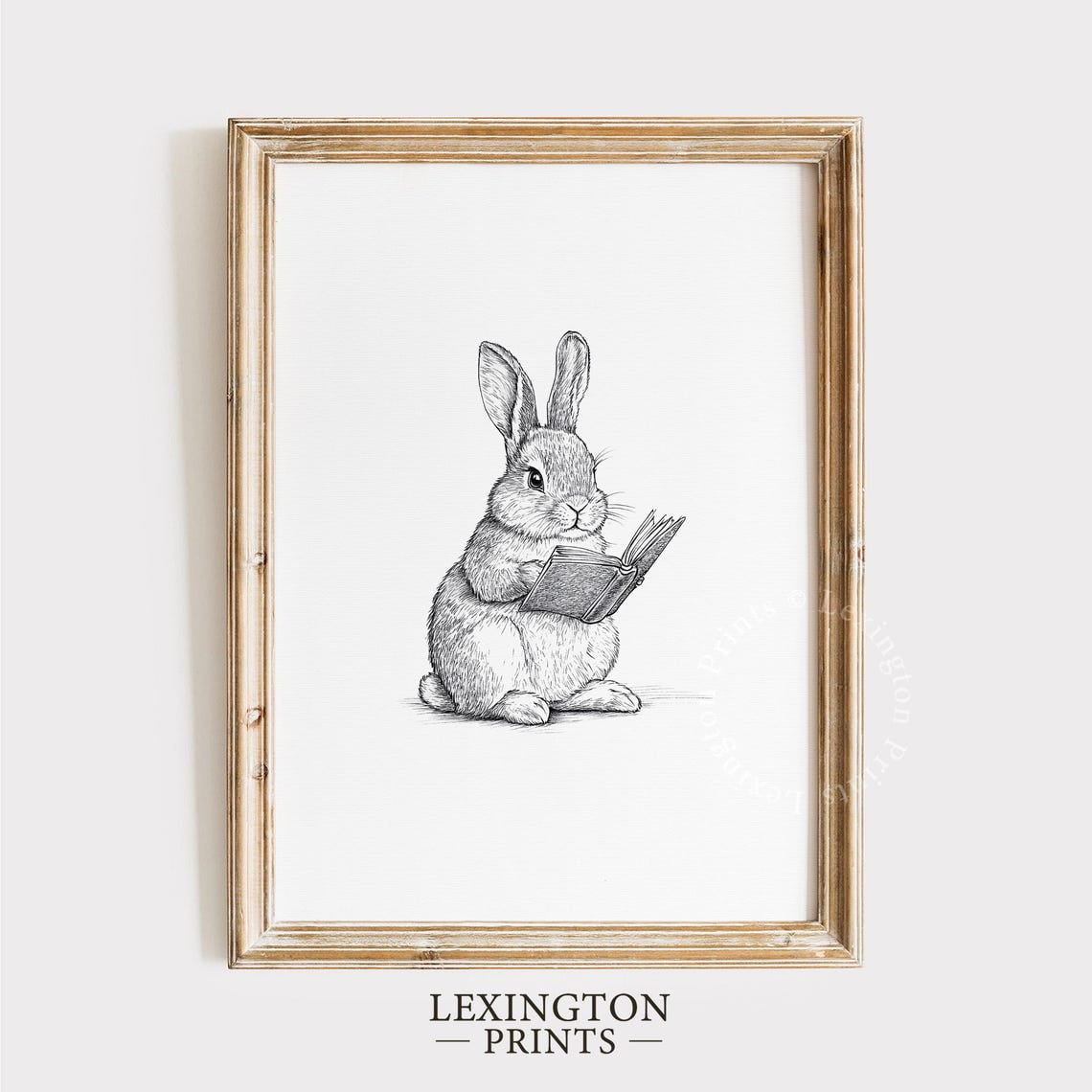 Bunny Reading Book Sketch Print, Rabbit Wall Art, Easter Bunny Wall Art ...
