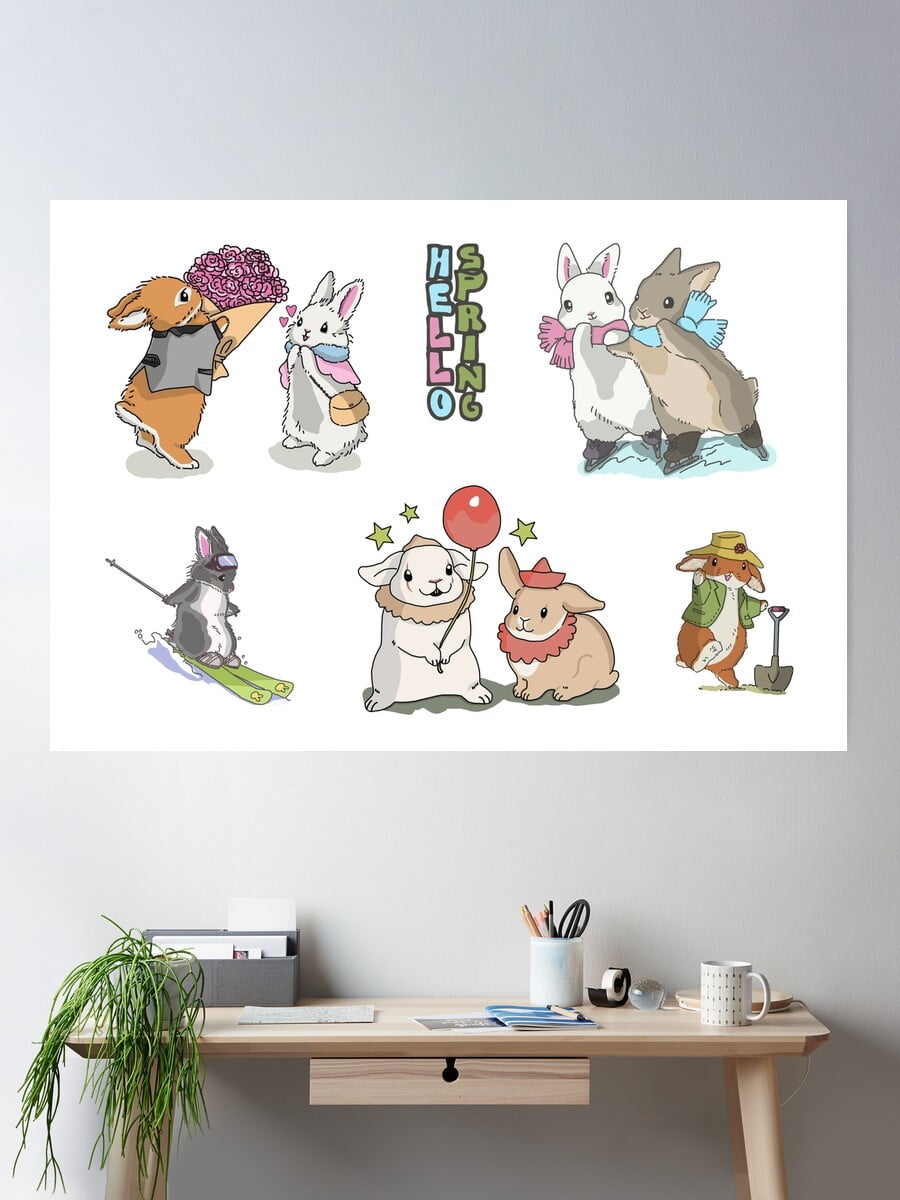 Bunny'S Sticker Bundles Poster Wall Art, Modern Wall Decor For Living ...