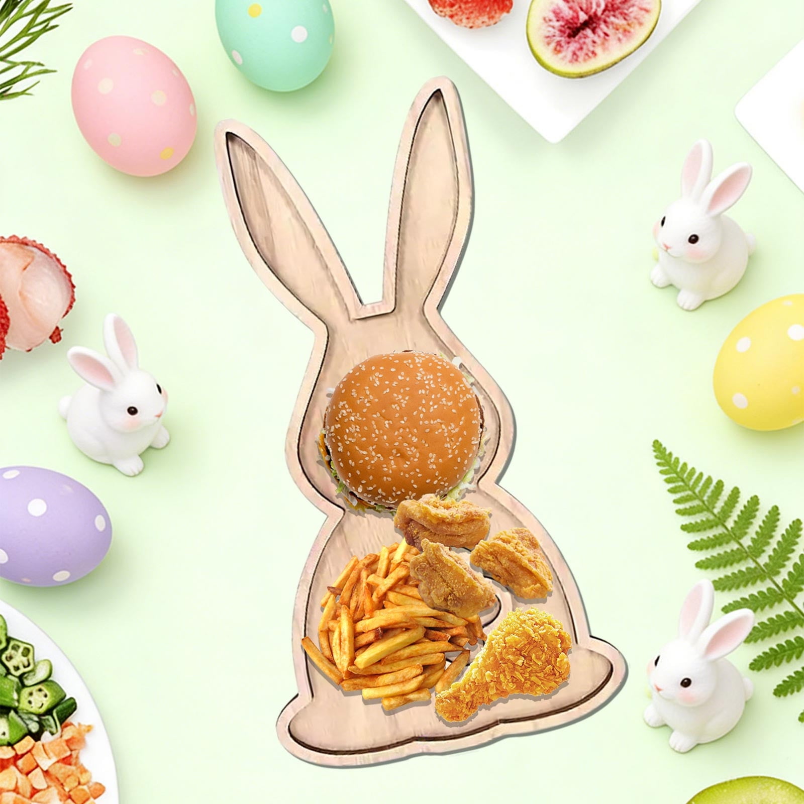 Bunny Shaped Wooden Easter Serving Tray - Charming Holiday Dessert ...