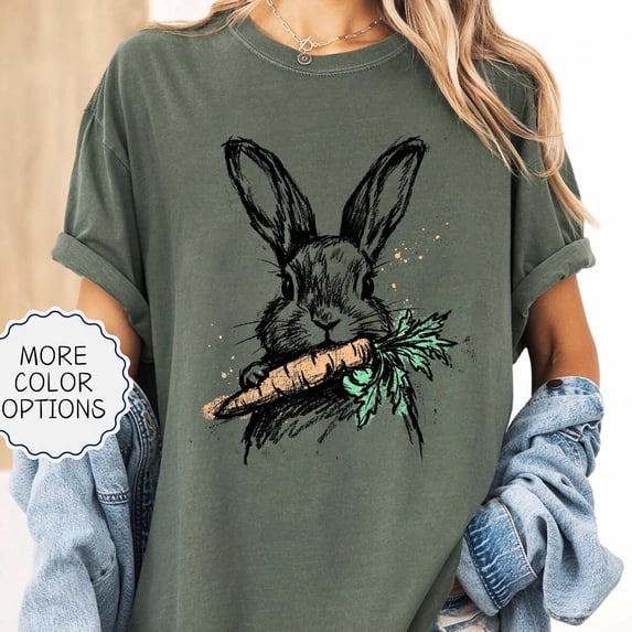 Bunny Shirt Easter Shirt Floral Rabbit Shirt Nature Lover Rabbit ...
