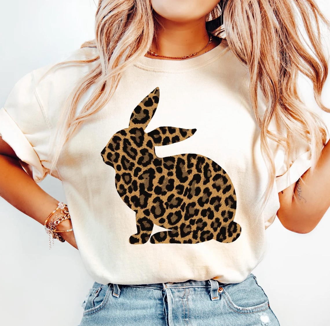 Bunny Shirt Leopard Print Design Soft Tee Cute Rabbit Fashion Top ...
