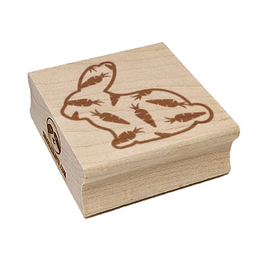 Bunny Side Profile Pattern Carrots Easter Square Rubber Stamp Stamping ...
