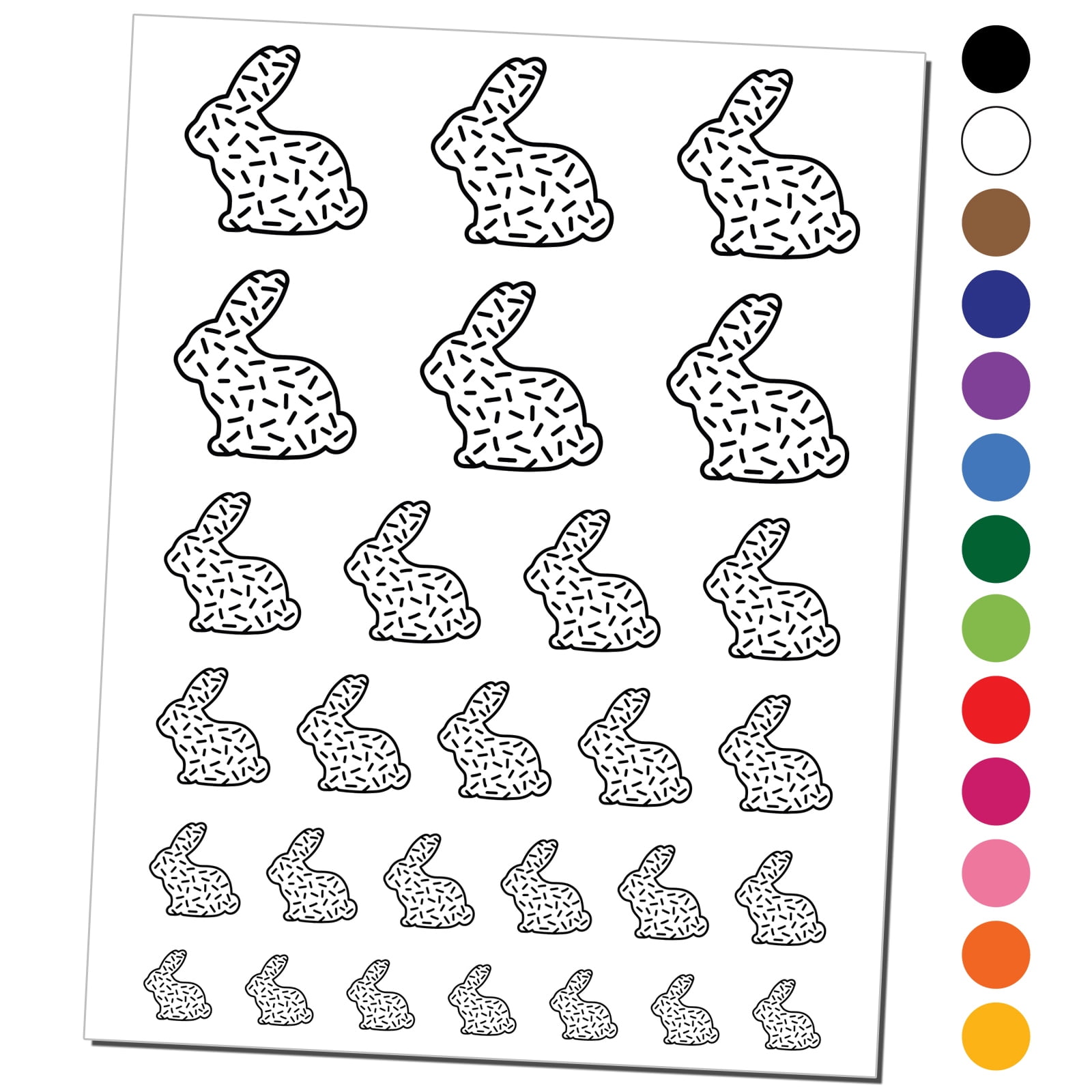 Bunny Side Profile Pattern Sprinkles Easter Water Resistant Temporary ...