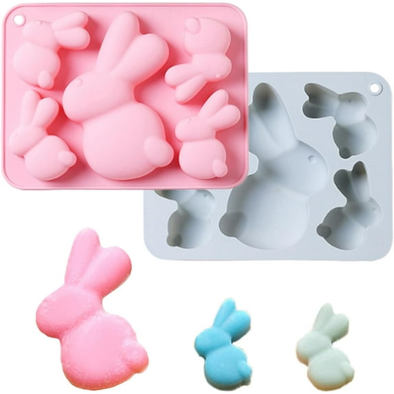 "Bunny Silicone Molds (2 Pack),5-Cavity Easter Bunny Chocolate Tray ...