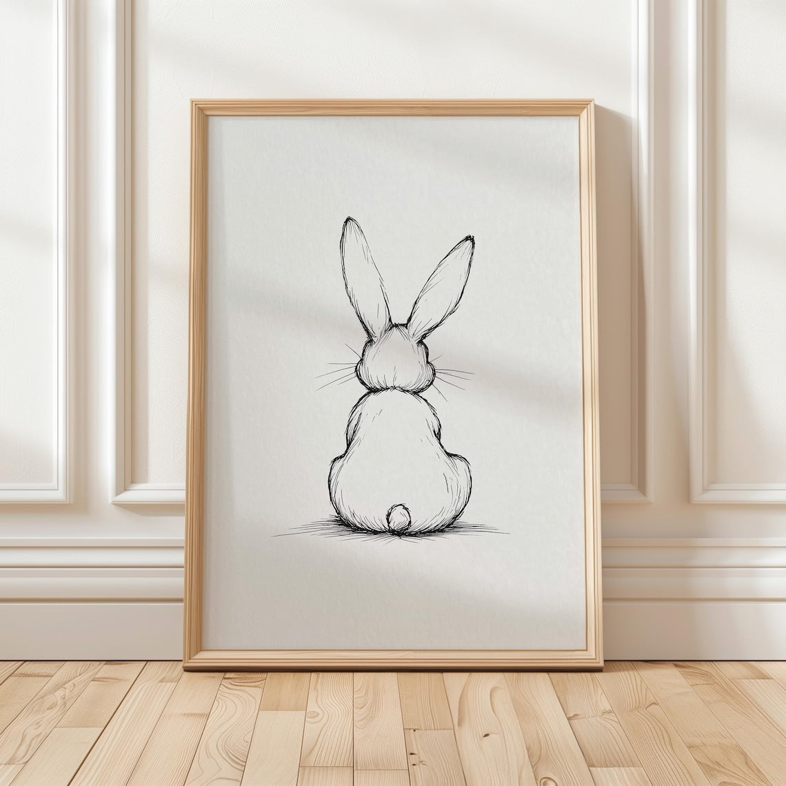Bunny Sketch Art Print, Minimalist Bunny Rabbit Art, French Country ...