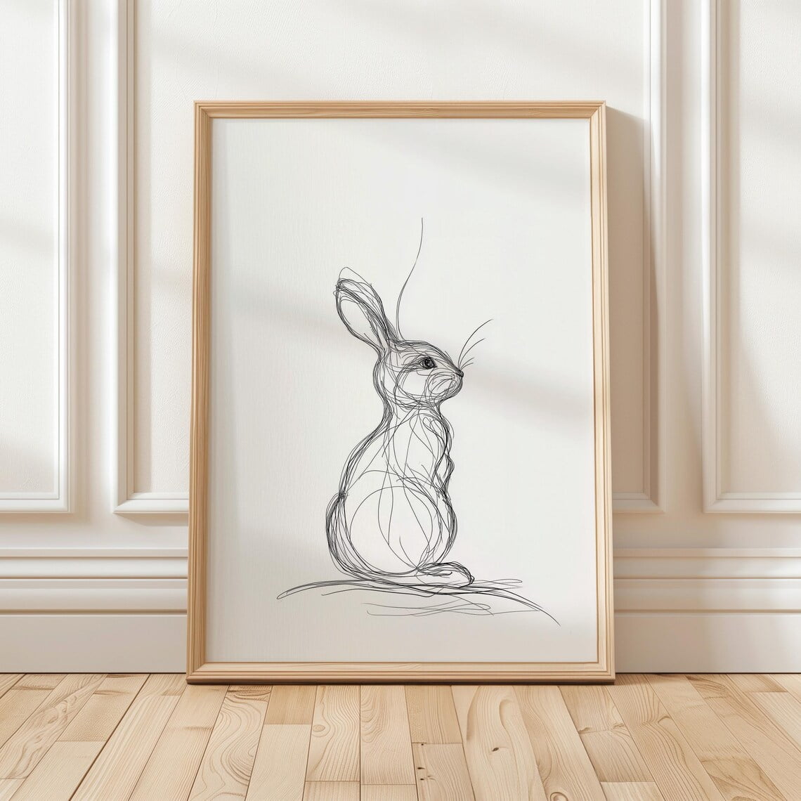 Bunny Sketch Art Print, Minimalist Bunny Rabbit Art, French Country ...