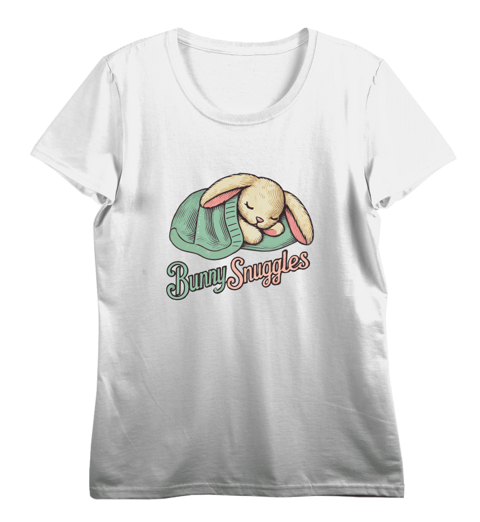 Bunny Snuggles Women's Vivid White Crew Neck Short Sleeve Crop Tee-XL ...