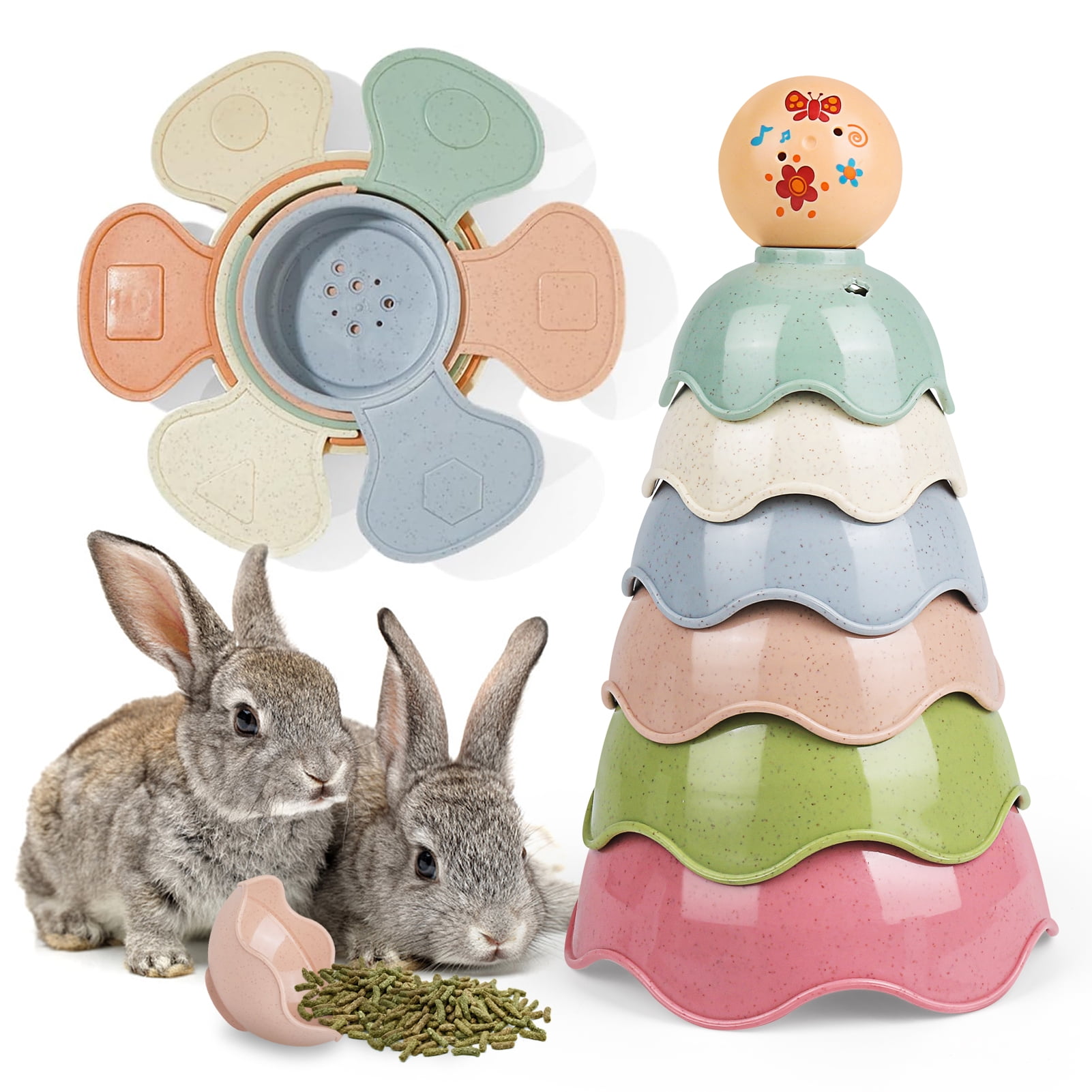Bunny Stacking Bowls and Spoons, Stacking Cups for Rabbits, Bunny Cups ...