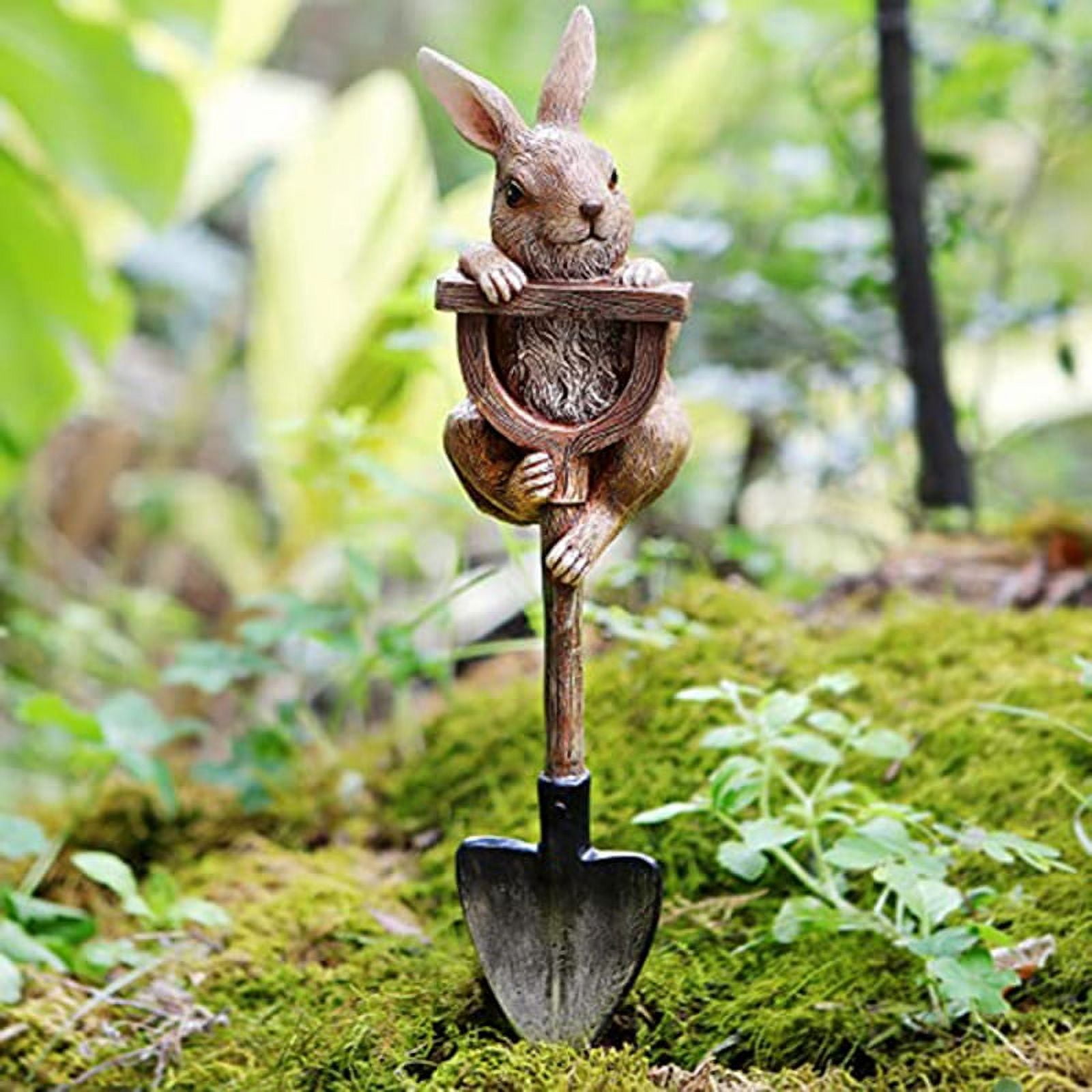 Bunny Statue Whimsical Garden Decor for Outside, Resin Bunny Figurine ...