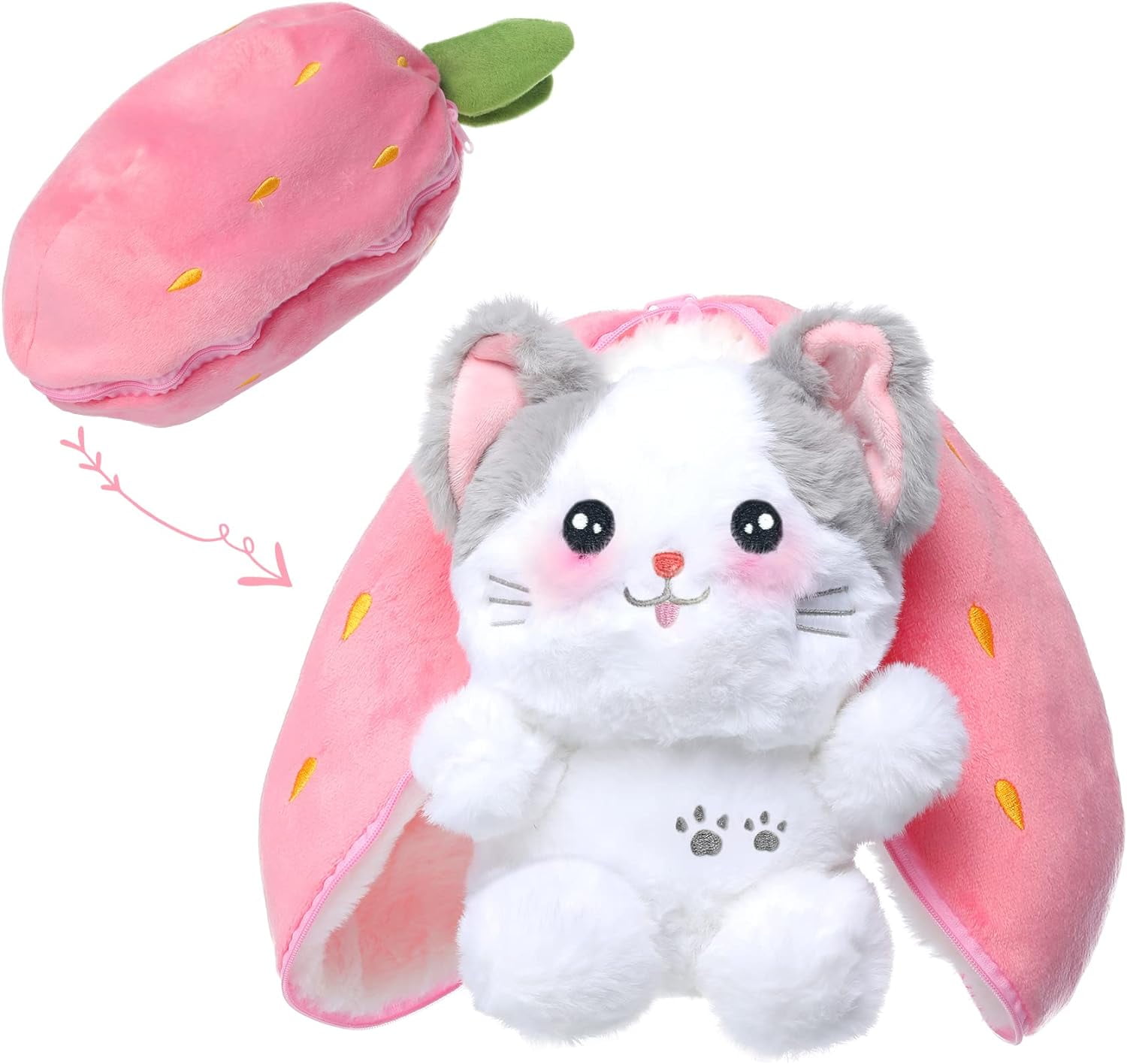 Bunny Stuffed Animal Reversible Cuddle Bunny Stuffed,Strawberry Bunny ...