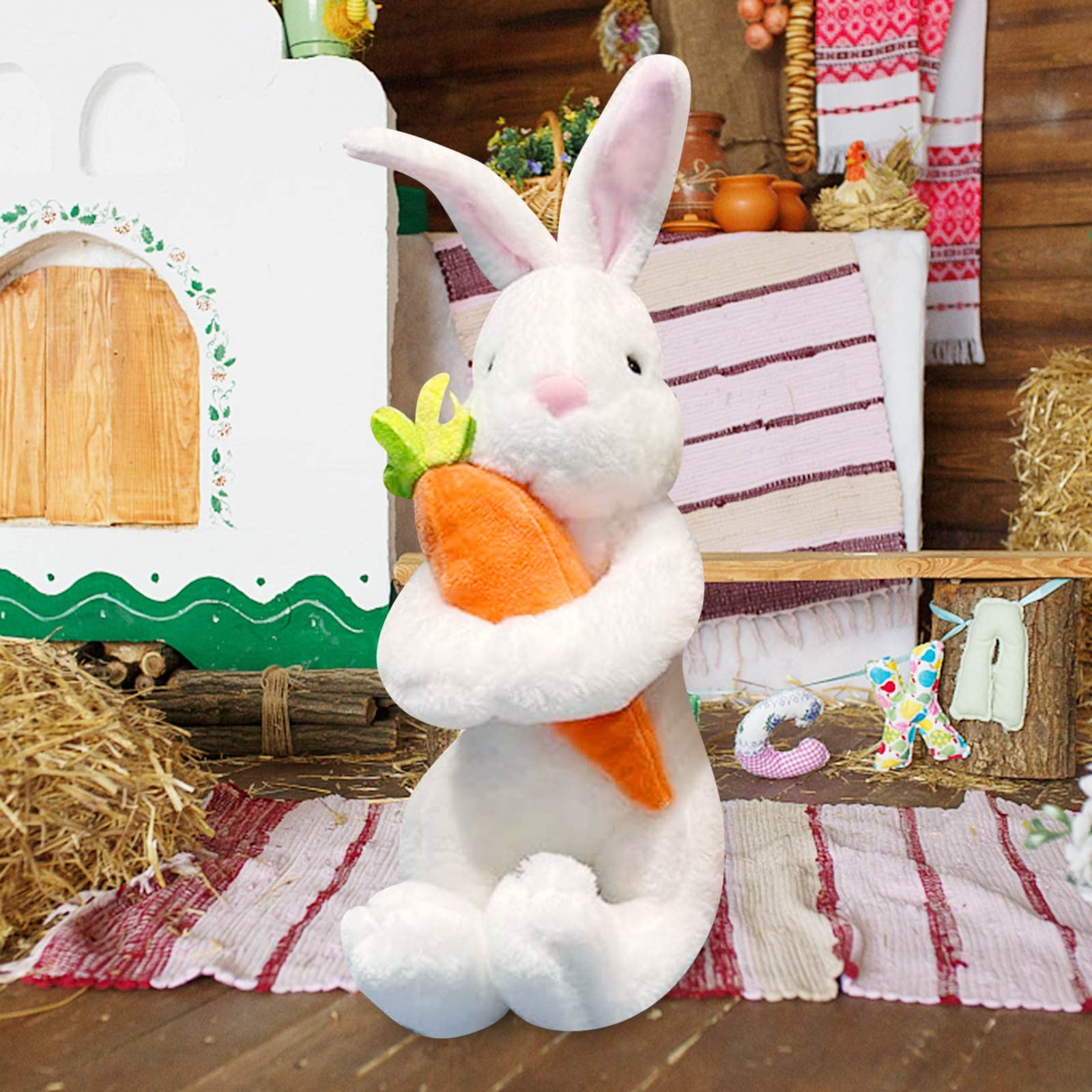 Bunny Stuffed Animal Soft Easter Bunny Plush with Carrot Stuffed ...