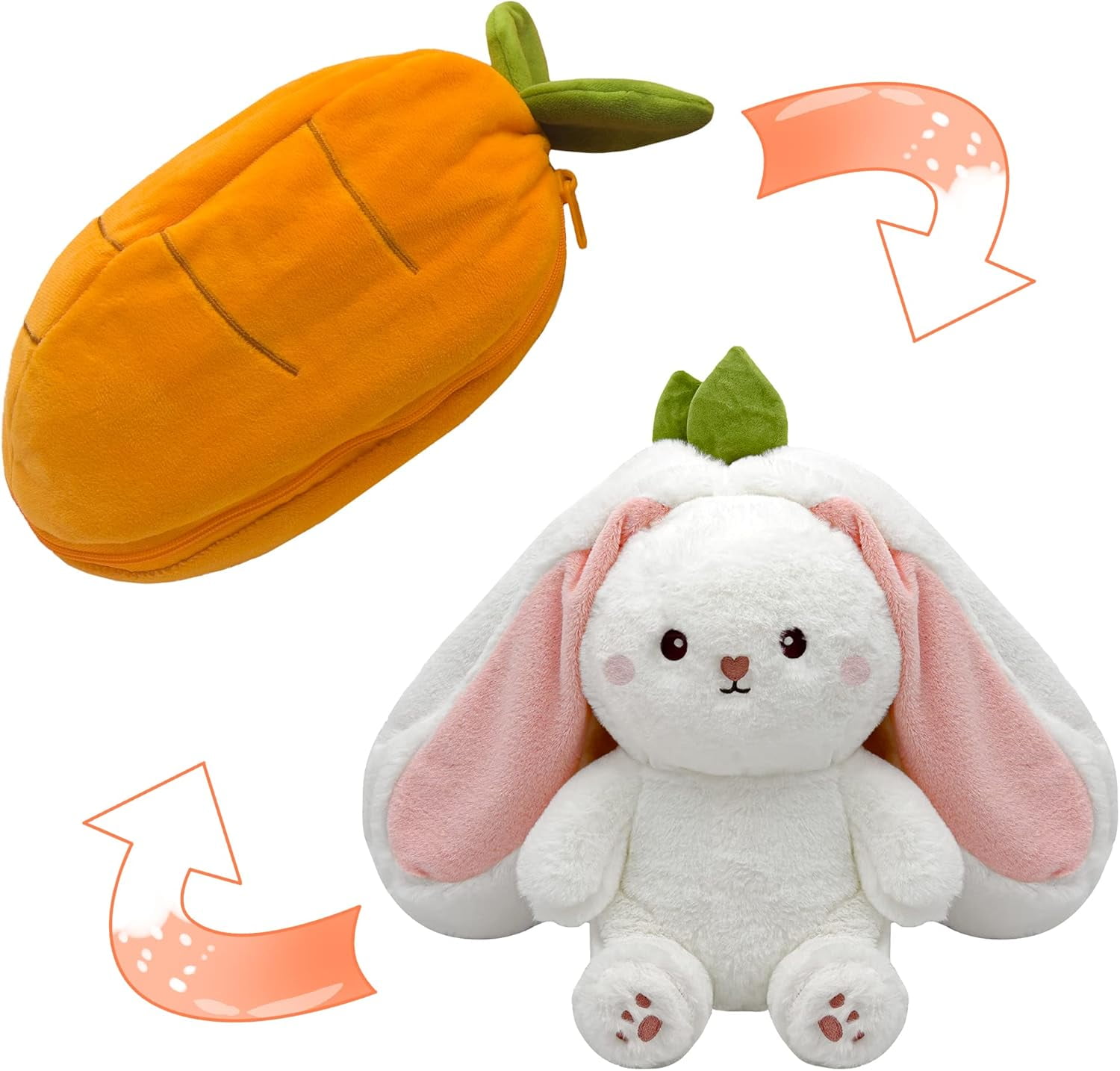 Bunny Stuffed Animal,Strawberry Reversible Cuddle Bunny Plush Doll with ...