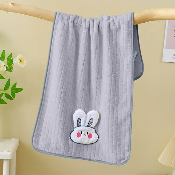 Bunny Stuffed Animal White Gray Spotted Rabbit Hood Towel, Fluffy Pink ...