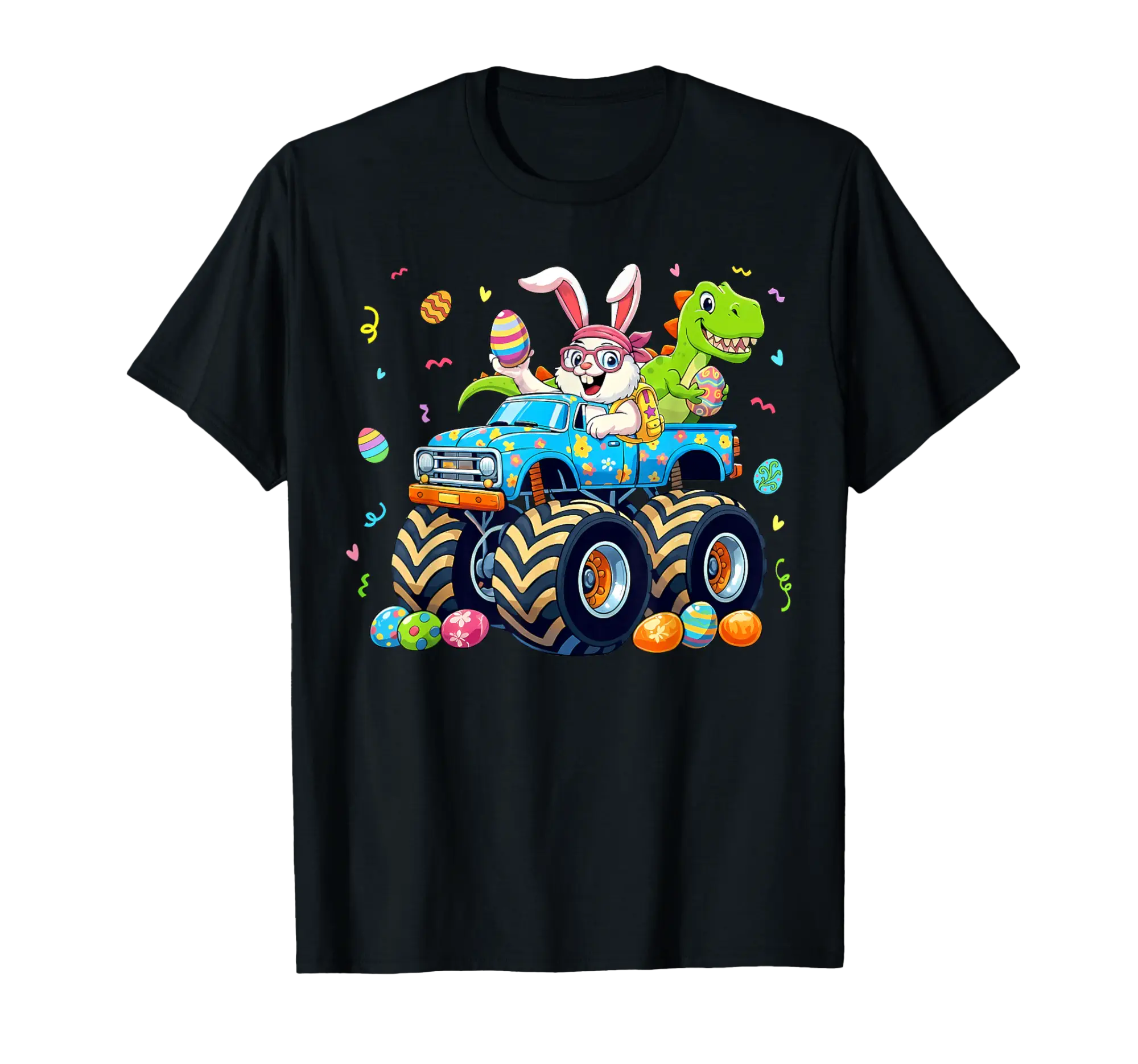 Bunny T-Rex Easter Day Monster Truck Funny Dino Boys Kids T-Shirt ...