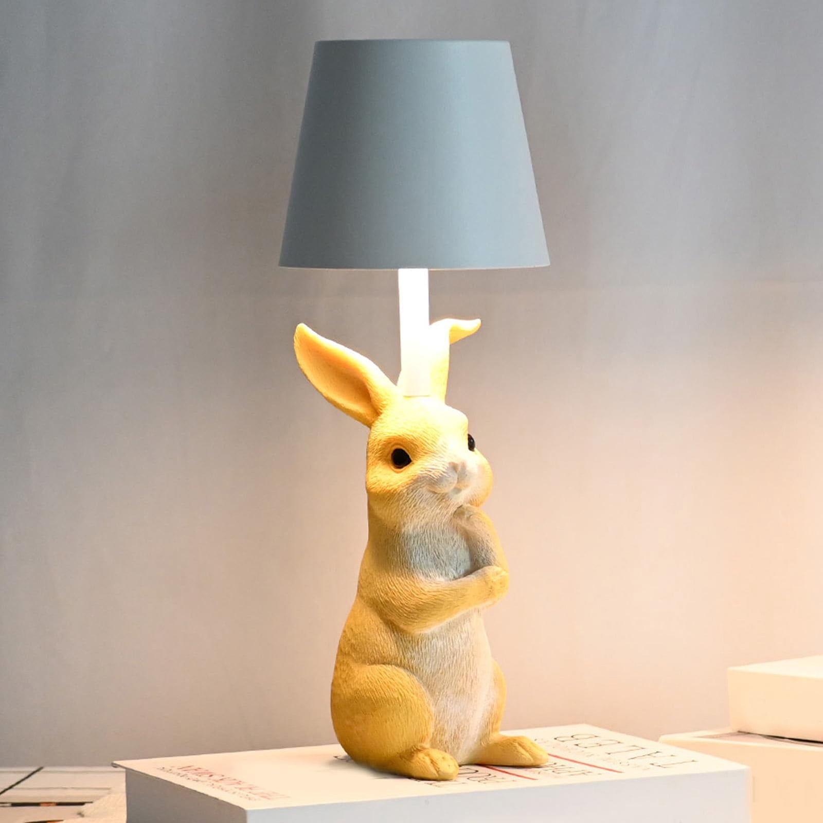 Bunny Table Lamp, Cute Animal Rabbit Lamp, 13.8'' Vintage LED Desk ...