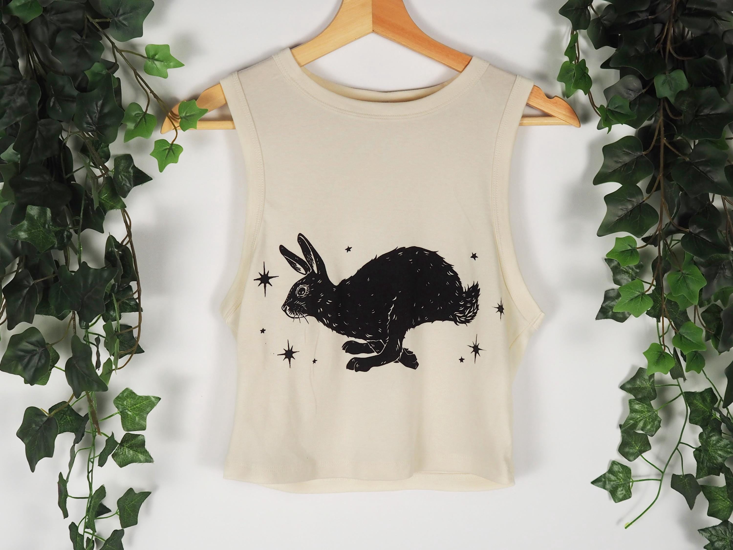 Bunny Tank Top, Rabbit Linoprint Shirt, Handmade Racer Vest ...