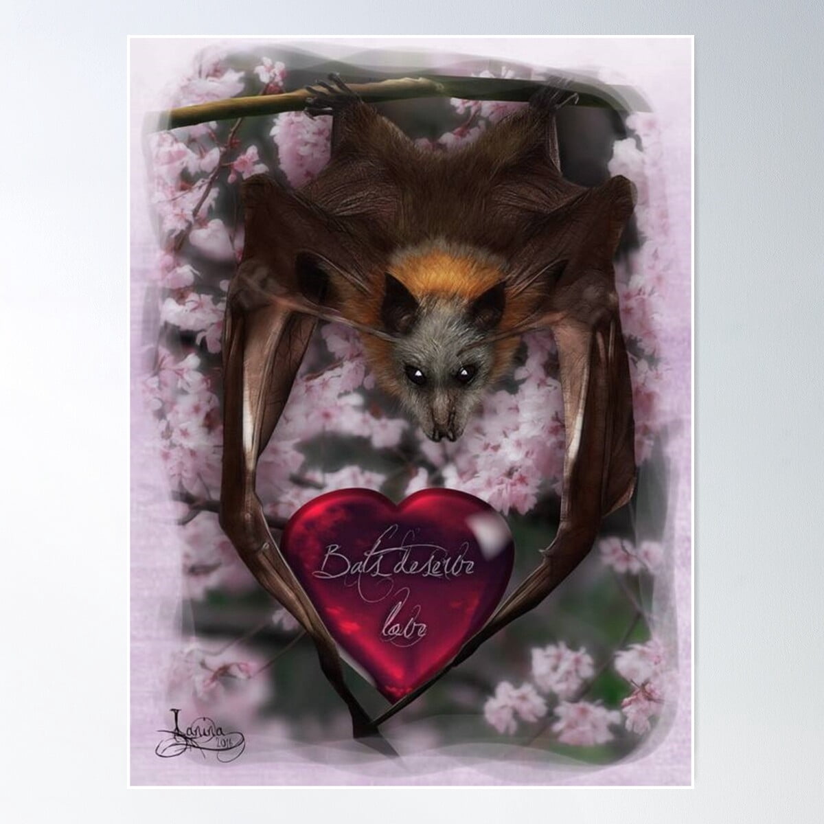 Bunny The Bat Steals Your Heart. Bats Deserve Love Poster Wall Art ...