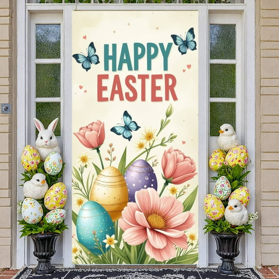 Bunny Theme Easter Banner Colorful Bows Bunny Backdrop Polka Dot ...