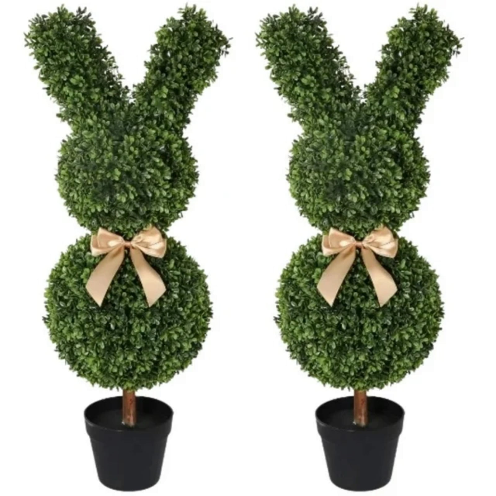 Bunny Topiary, 2 PCS Artificial Bunny Tree Easter Decor, 31inch Cypress ...